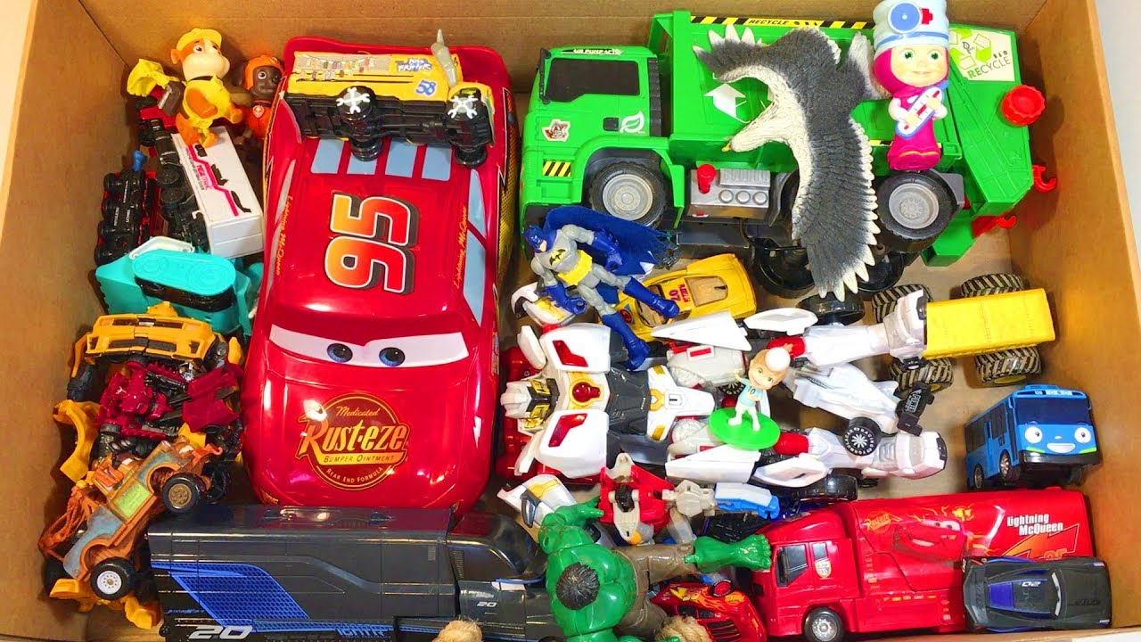 Игрушки Большая Коробка Машинки Тачки Молния Маквин Маша и Медведь Тоботы Бэтмен Халк