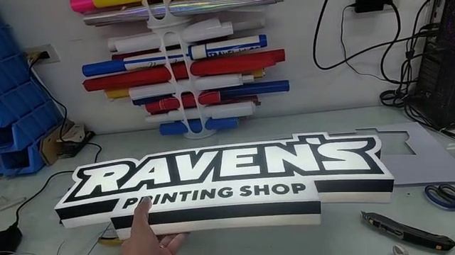 MD-A128 + MD-C01. Вывеска мастерской RAVEN'S