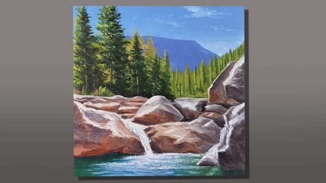(26) How to Paint Mini Waterfalls _ Acrylic Painting _ Correa Art