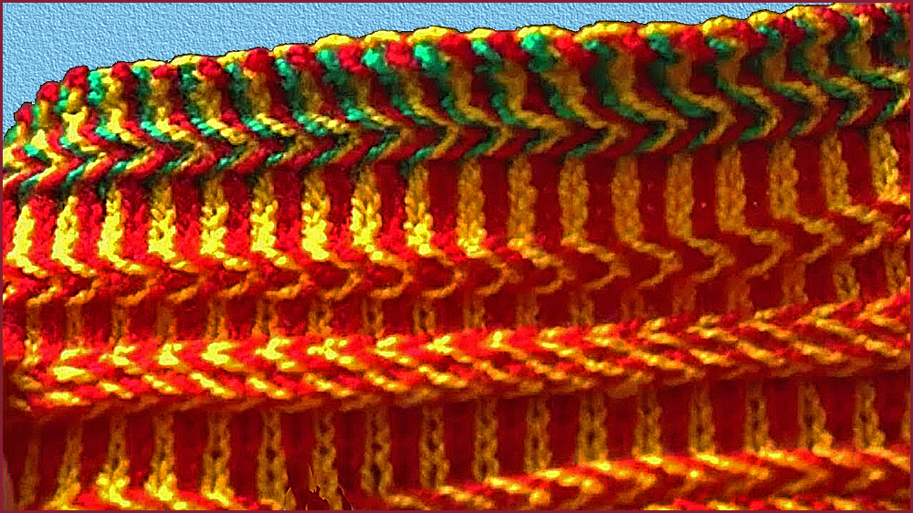 Кайма жаккардом спицами. Обвязка края спицами. Часть 2.