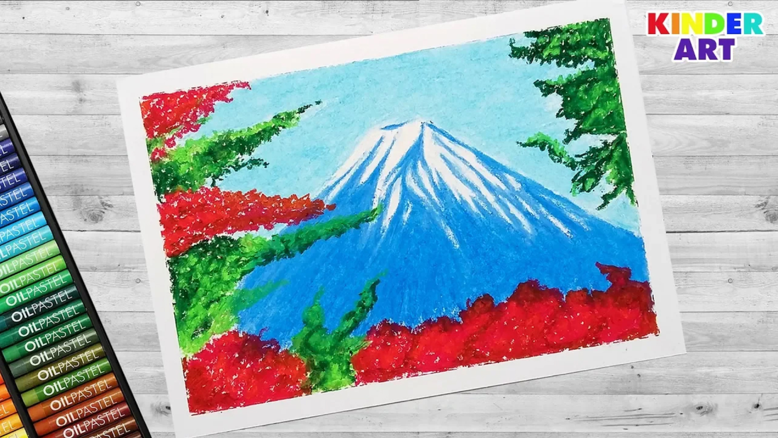 Как нарисовать горы / горный пейзаж масляной пастелью