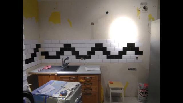 Кухонный фартук, плитка кабанчик.