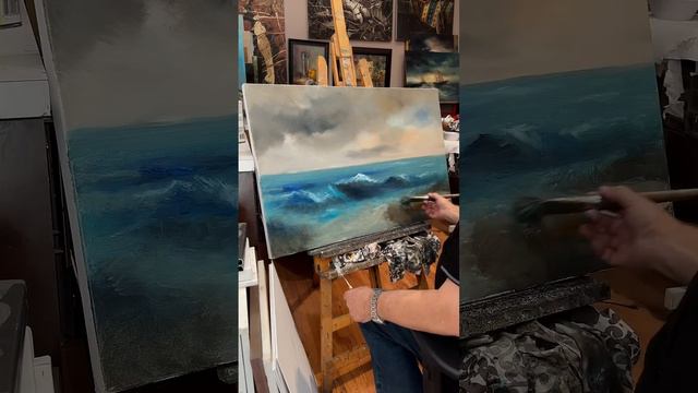 Cloudy Coast 🌊 36x24 oil on canvas