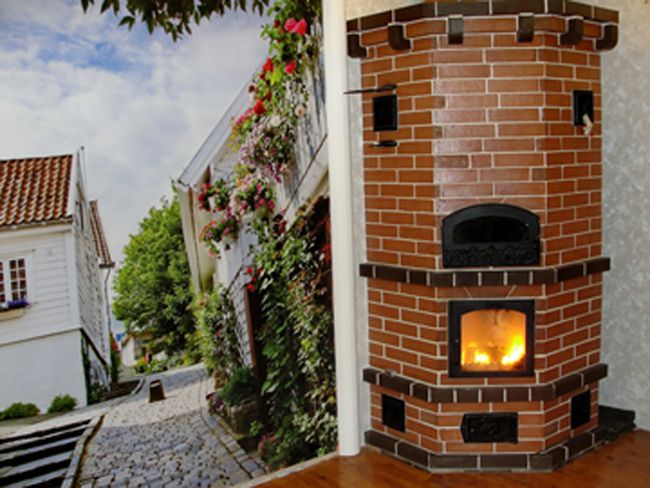 Угловая каминопечь