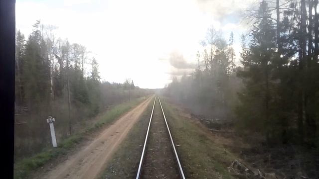 вид из окна поезда по пути следования по Бологое-Полоцкой железной дороге из Бологого