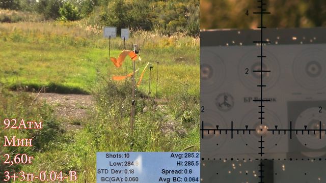 Тест. Отстрел пуль в поле на спирали и ветровой снос на разных настройках, осалках, формах