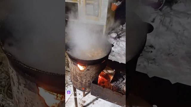 Кролик с грибами в казане в сливочном соусе