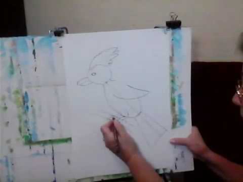 Рисуем яркого попугая