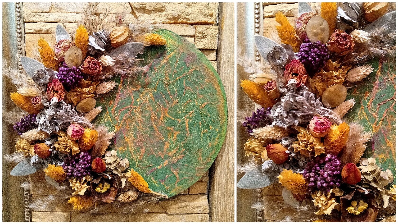 Красивая идея настенного декора. Панно из сухоцветов своими руками.