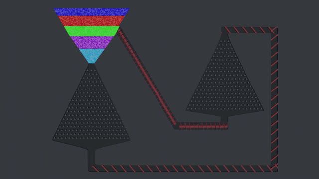 Симуляция конвейера и цветного песка. Blender + MolecularScript