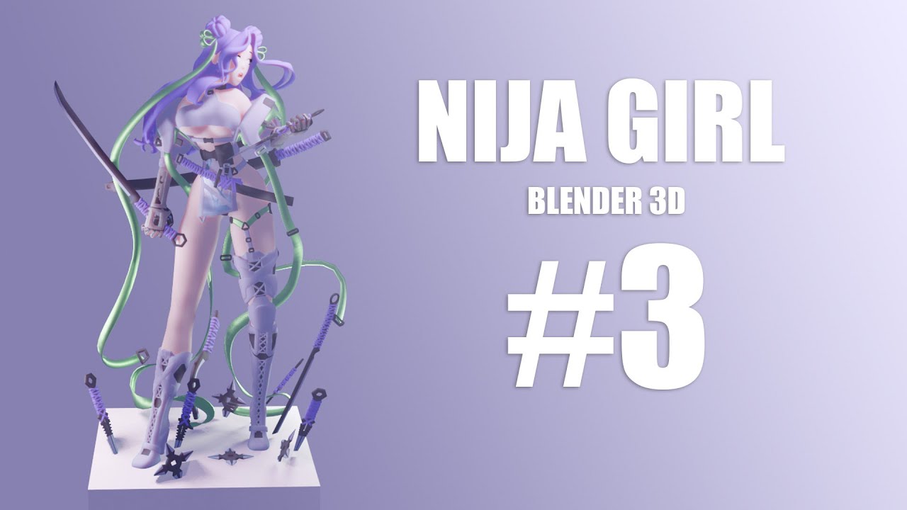 #3 Ninja Gerl лепка персонажа в блендер