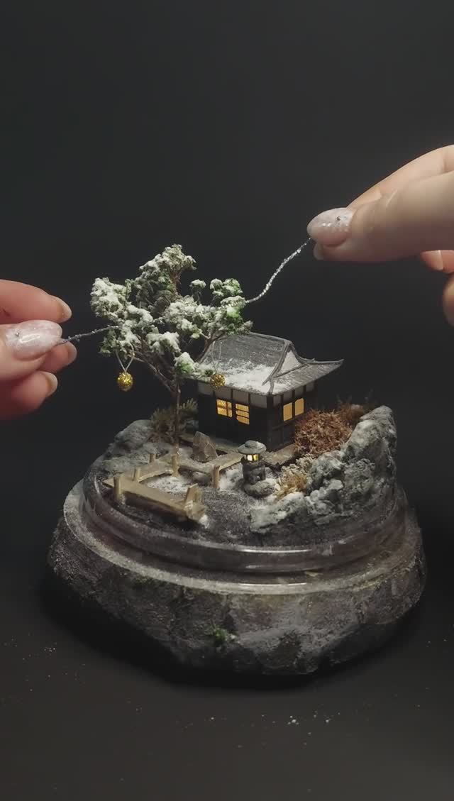 Миниатюрная сосна на крохотной азиатской диораме #shorts