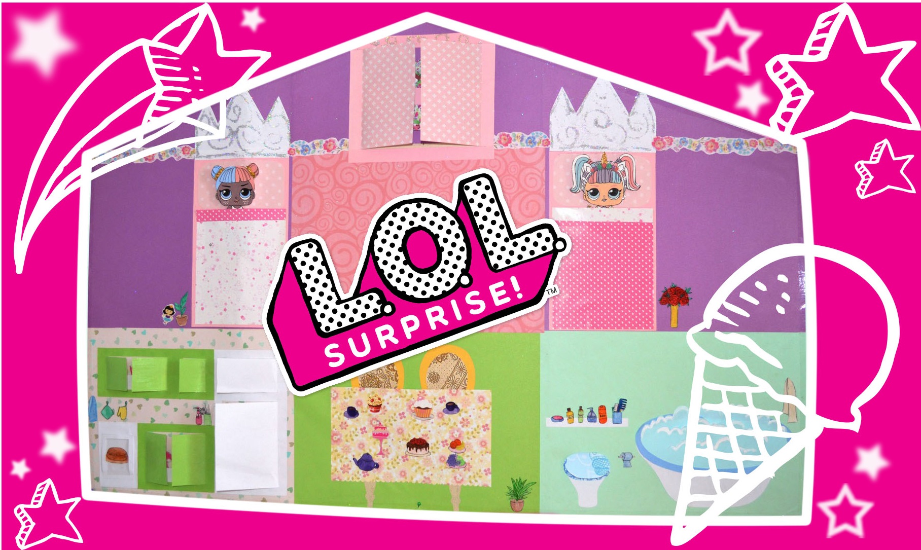 Домик для бумажных кукол ЛОЛ своими руками