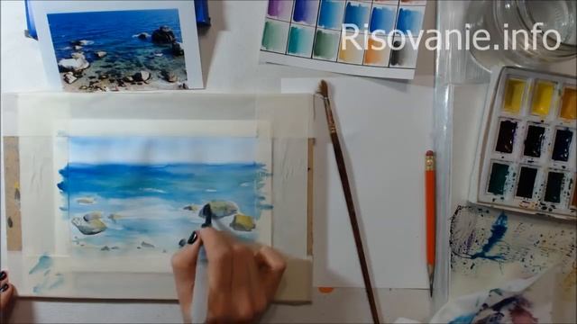 Берег Черного моря (скетч акварелью)