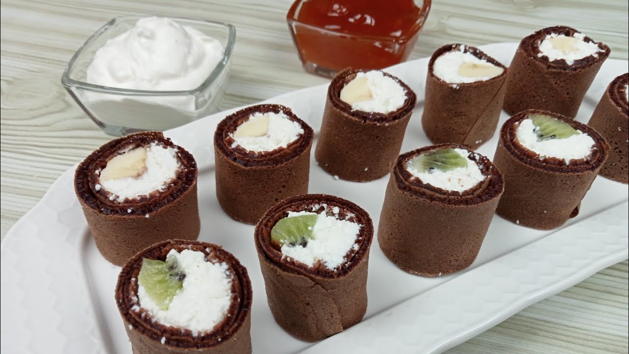 Блинные роллы со сладкой начинкой