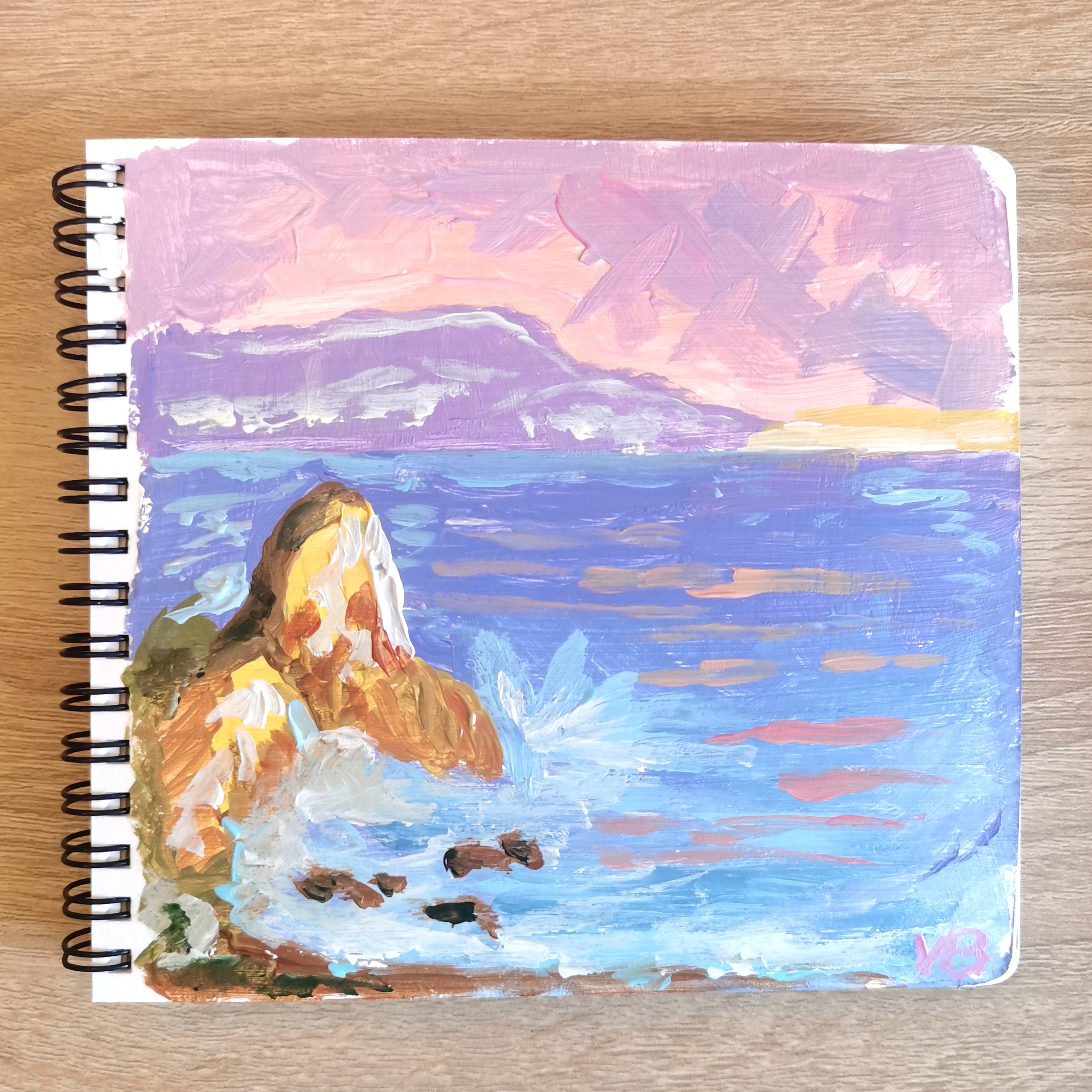 Морской пейзаж акрилом || Миниатюра