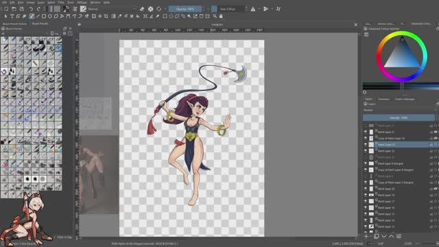 рисуем эльфа с мечом в krita