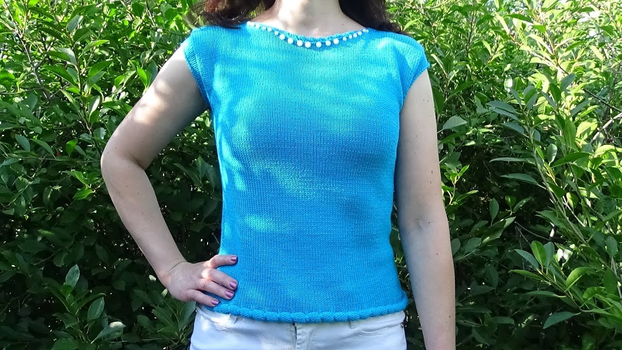 Самый простой топ из хлопка спицами