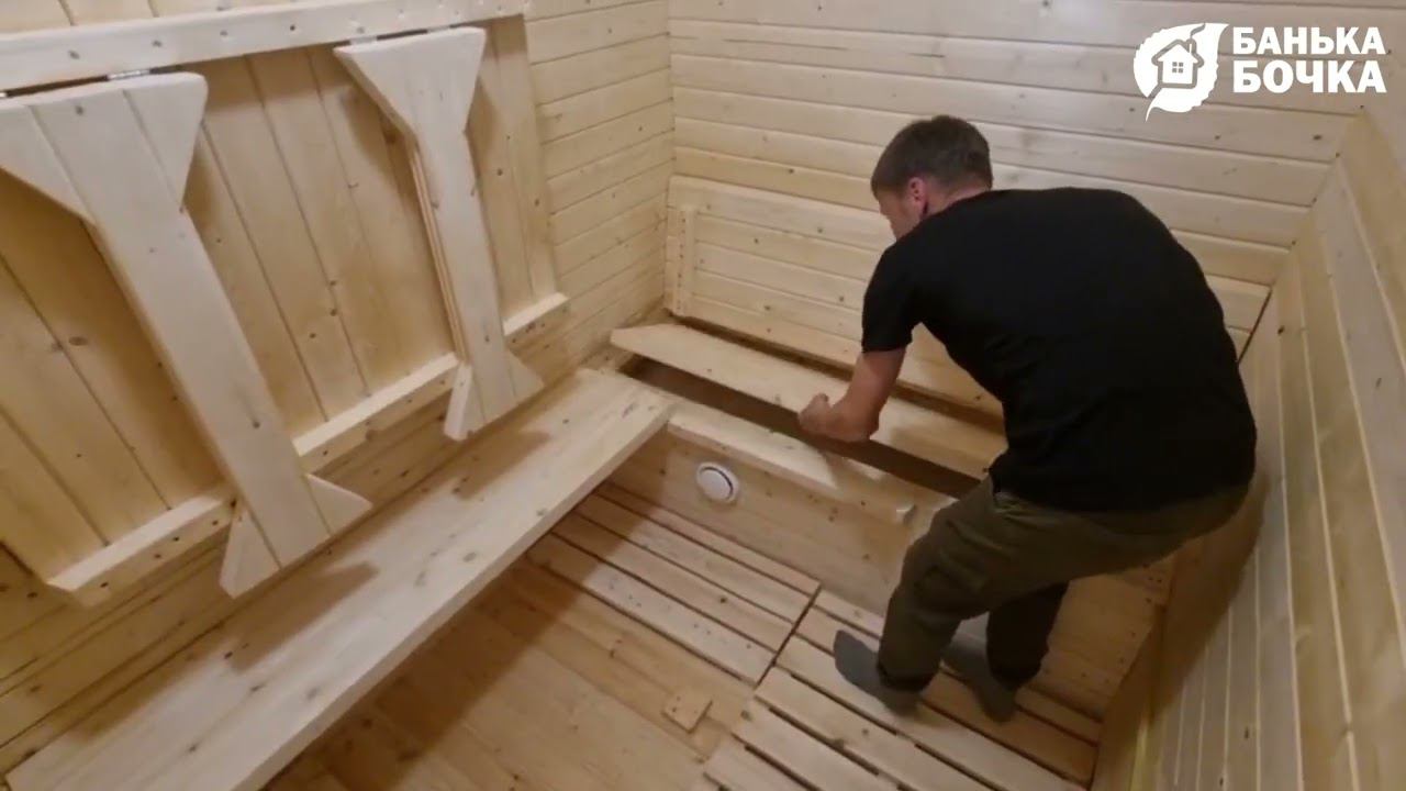 Откидной стол + спальное место в бане-бочке, доп. опция