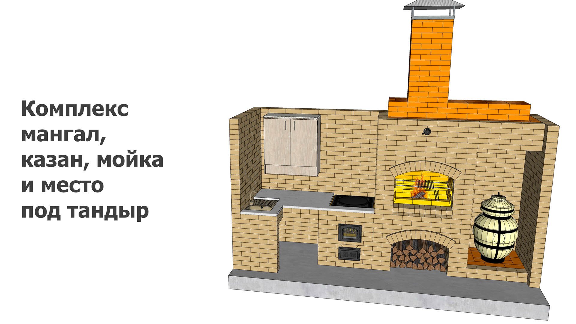 Комплекс мангал, казан, мойка и место под тандыр