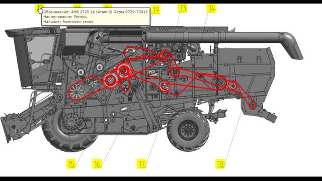 Схема ремней комбайна RSM-161