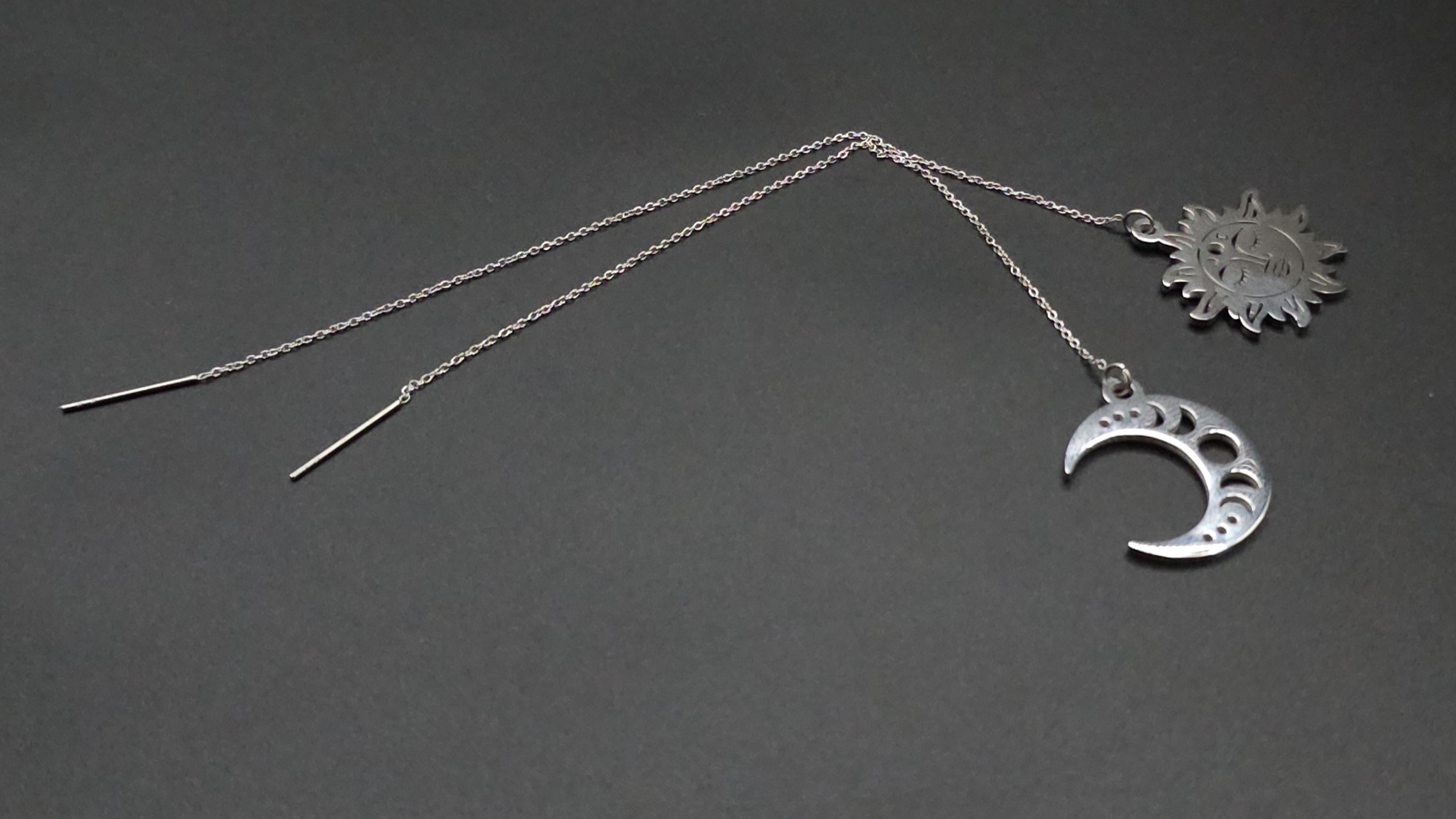 Асимметричные серьги-цепочки "Небесные светила" от StarfallShop