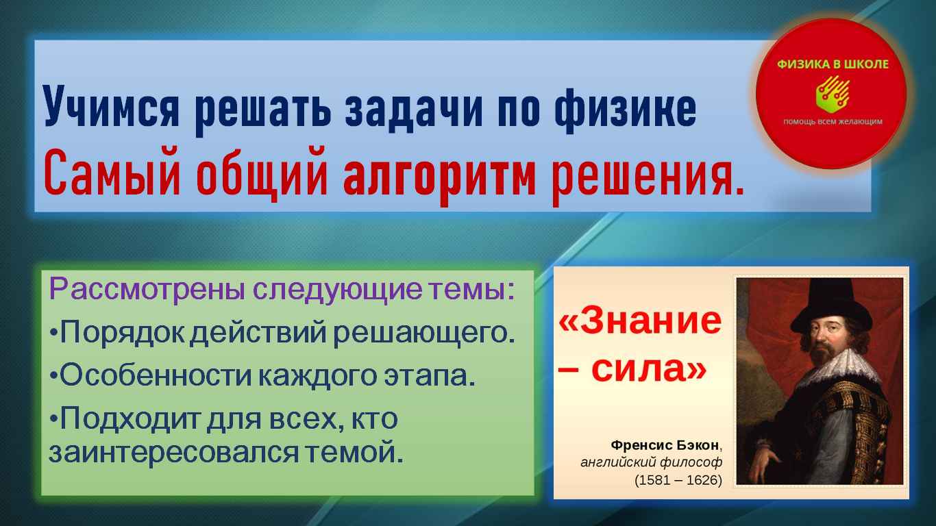 Алгоритм решения задач по физике.