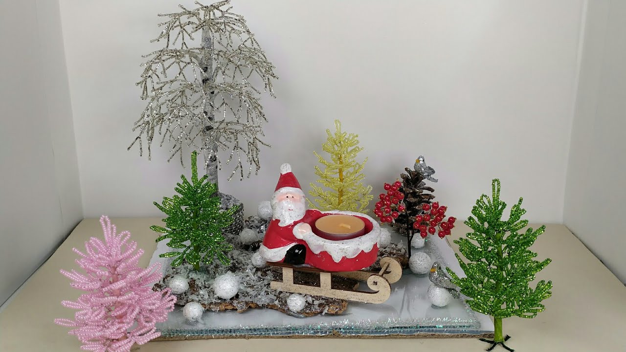 Работы из бисера. ЁЛКА из бисера. Мастер класс. Пошаговый МК для начинающих.