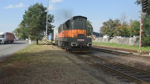 Тепловоз ЧМЭ3 едет с контейнерным поездом