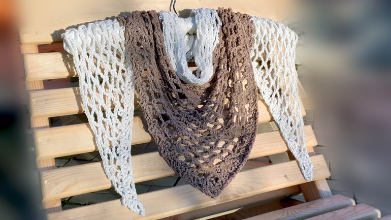 Бактус крючком, вяжу мягкий шейный платок на осень