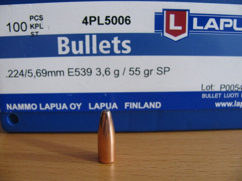 Пуля Lapua .224 55gr/3,6грамм Soft Point E539 BC-0,202