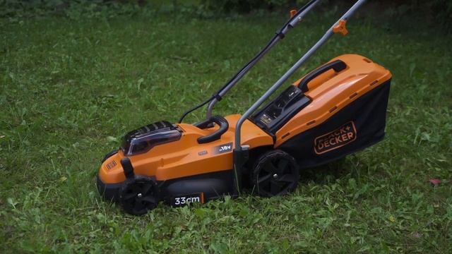 Обзор колесной аккумуляторной газонокосилки Black Decker 36В BCMW3318L2-QW