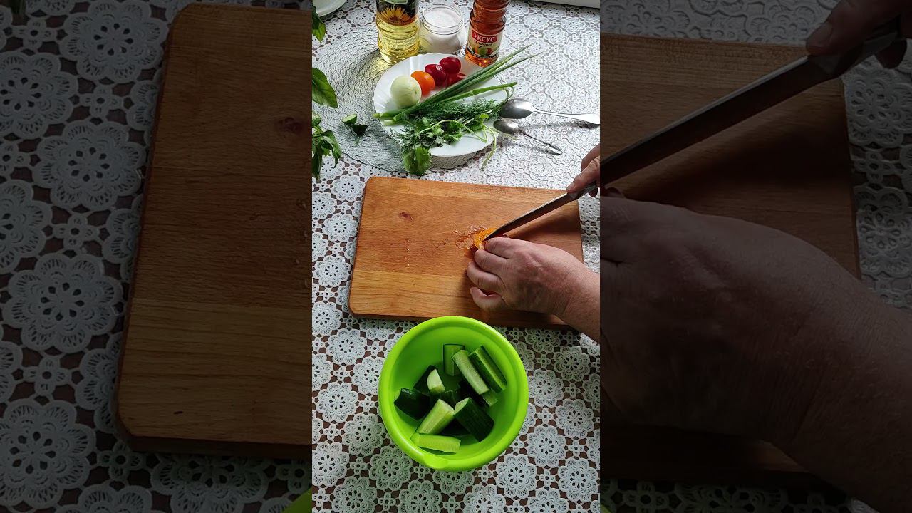 Вкуснейший салат из обычных овощей. Готовлю каждый вечер #shorts  #еда #салат  #вкусно