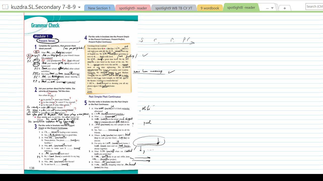 26. Spotlight 8. Module 1. Grammar check