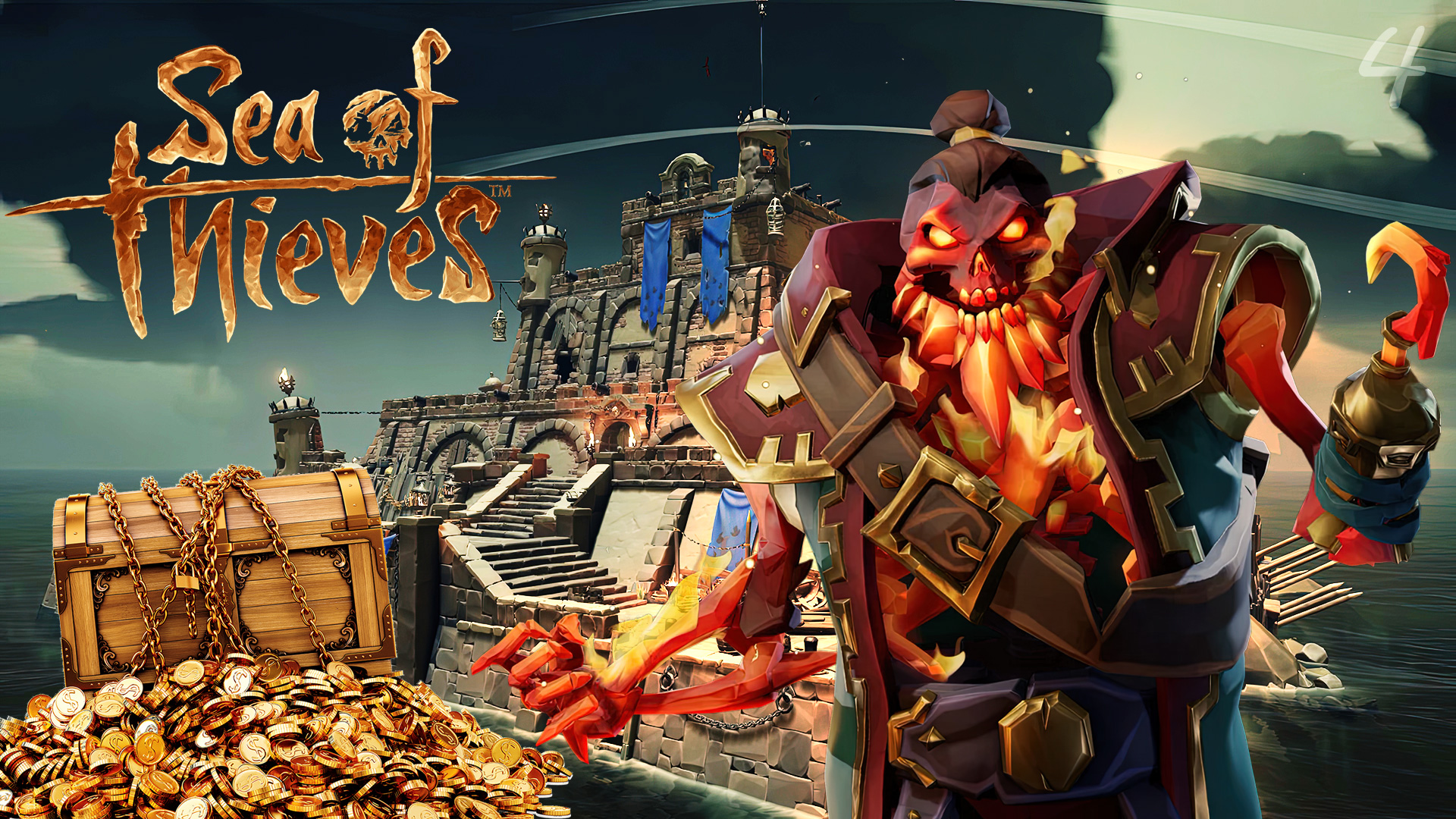 Пираты рвутся в бой! Босс пламени Капитан Гримм и захват Форта – Sea of Thieves #4