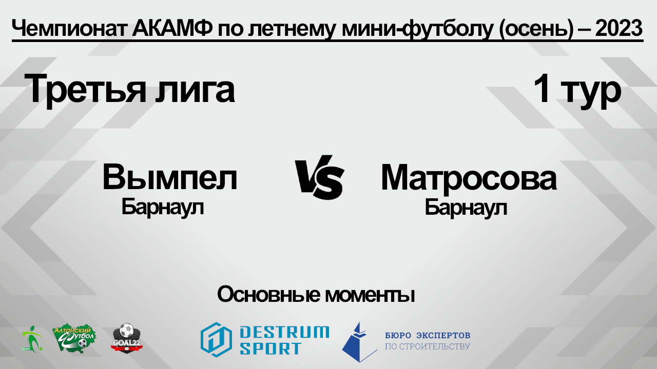 Вымпел (Барнаул) - Матросова (Барнаул). Основные моменты