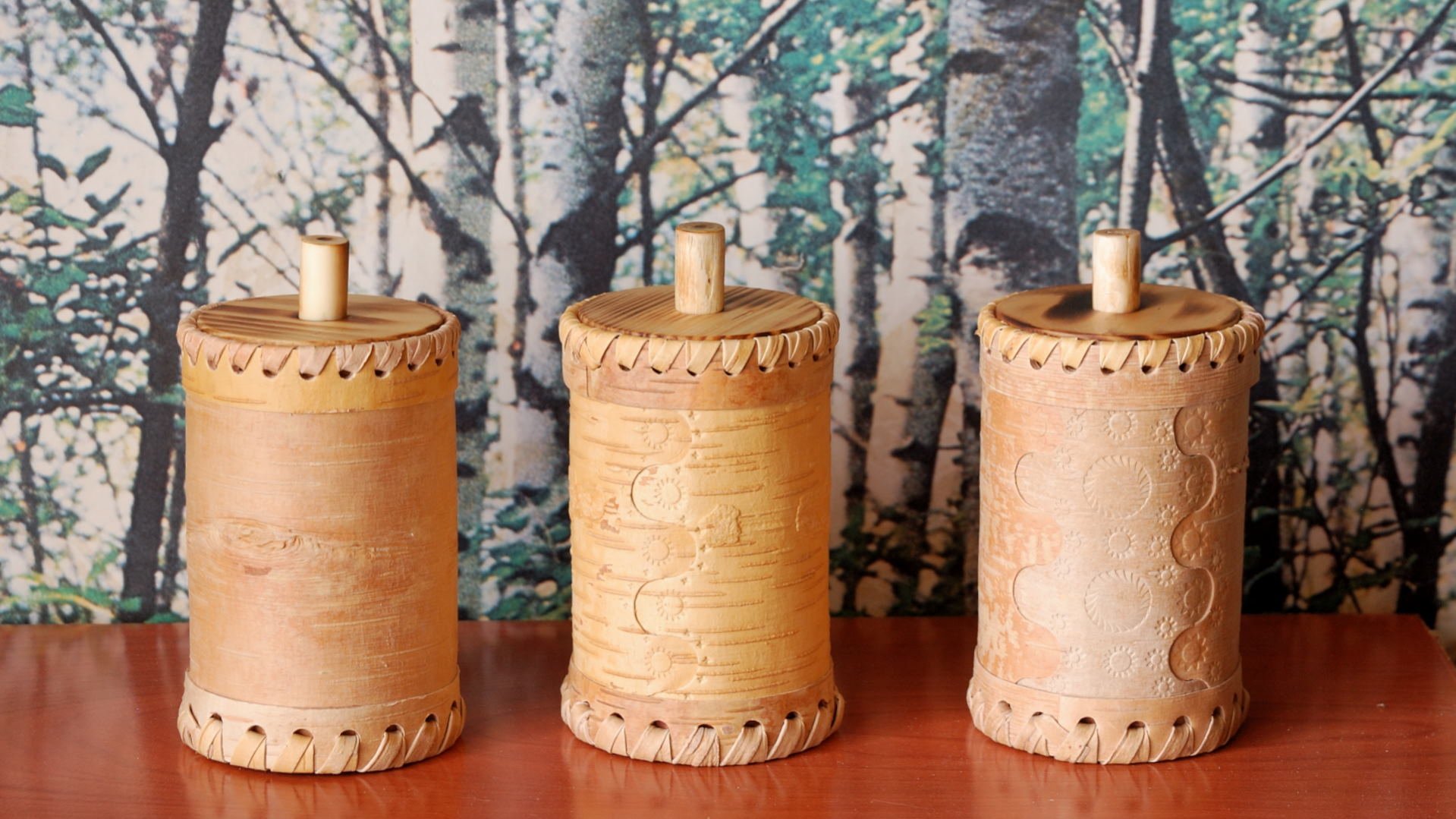 Три туеска с простыми замками для чайного сундучка.