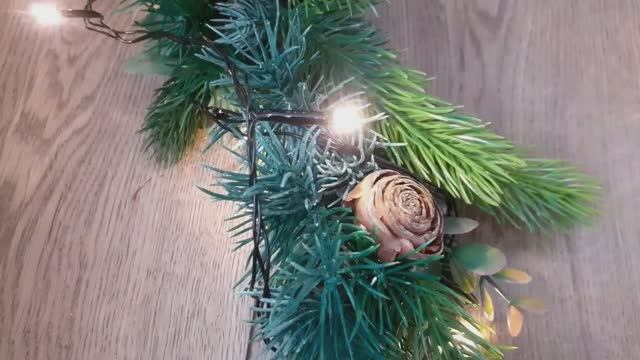 Зелёная гирлянда с Кедром./ Новогодний декор.