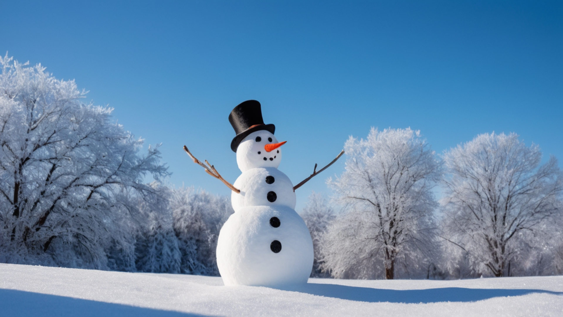 Снеговик на фоне голубого неба