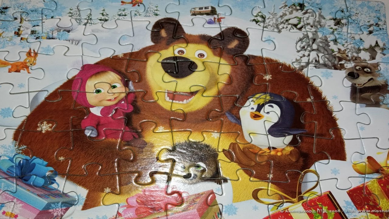 Пазл Маша и Медведь, Все друзья- собираем пазлы для детей | Polinka-Vitaminka