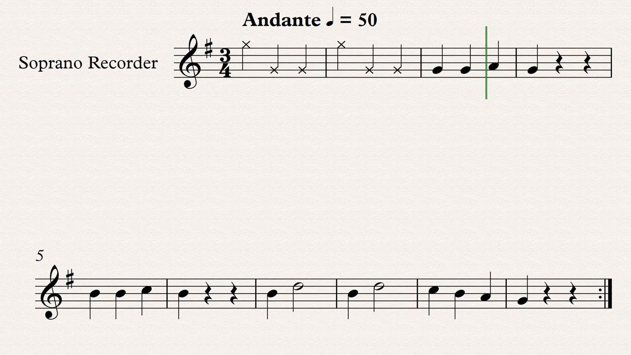 В.Блага "Чудак" видео-минусовка и ноты для блокфлейты, темп 50
