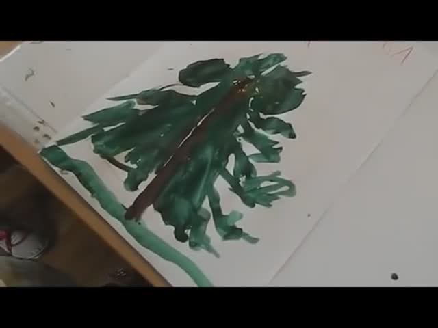 Занятие рисование в средней группе  Зелёная ёлочка