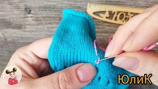 Вышивка по петлям вязаного изделия.mp4
