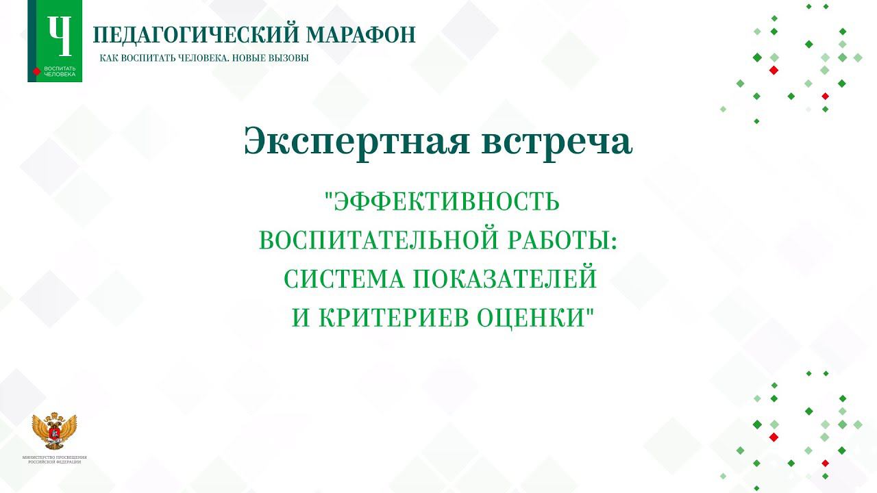 Экспертная встреча: «Эффективность воспитательной работы: система показателей и критериев оценки»