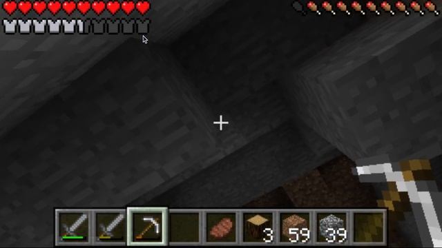 Minecraft PSP: В режиме выживания добываем руду около лавы