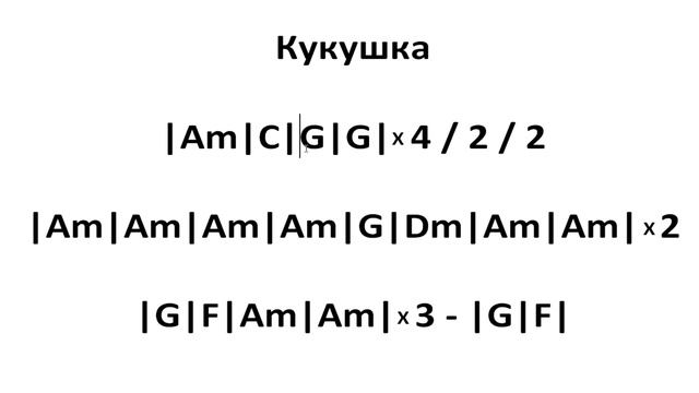 Кукушка Am - на гитаре