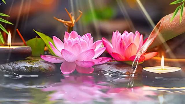 Бамбуковый фонтан с водой и целебная фортепианная музыка - Снятие стресса, расслабление