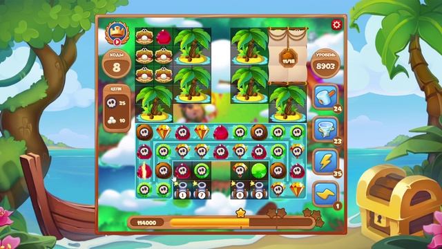 Как пройти уровень 8903 в игре Сокровища Пиратов