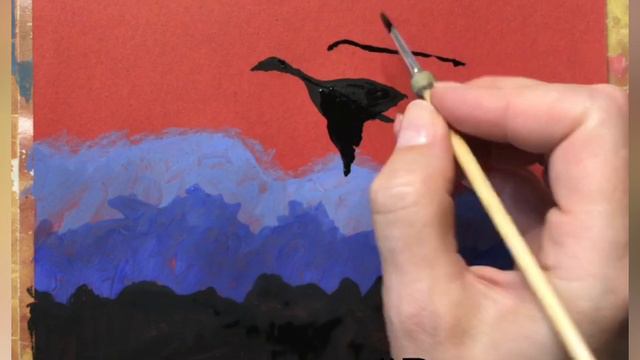 Гуси-Лебеди. Урок закрытого клуба рисования для малышей и их родителей.