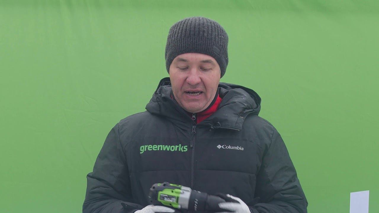 Дрель шуруповерт аккумуляторная Greenworks GD24DD60 ударная бесщеточная 24V (арт 3704107RU)